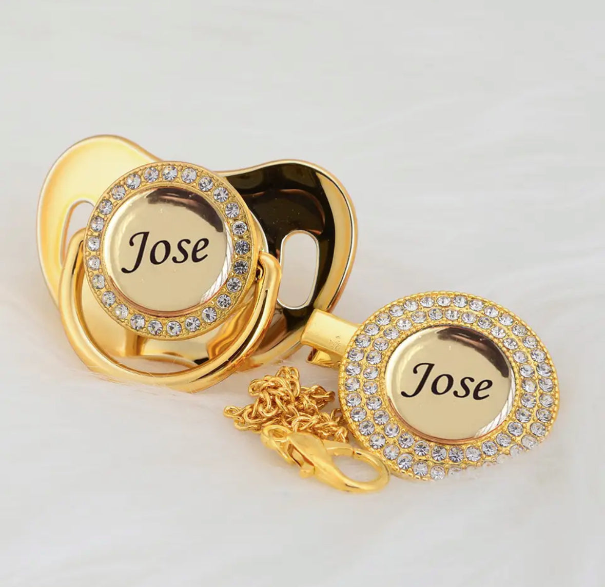 Personalized Golden Pacifier With Clip – OH NANA